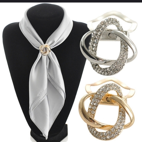 Jewelry | Goldtone Scarf Slide Buckle Clip W Rhinestones Bling Gift ...